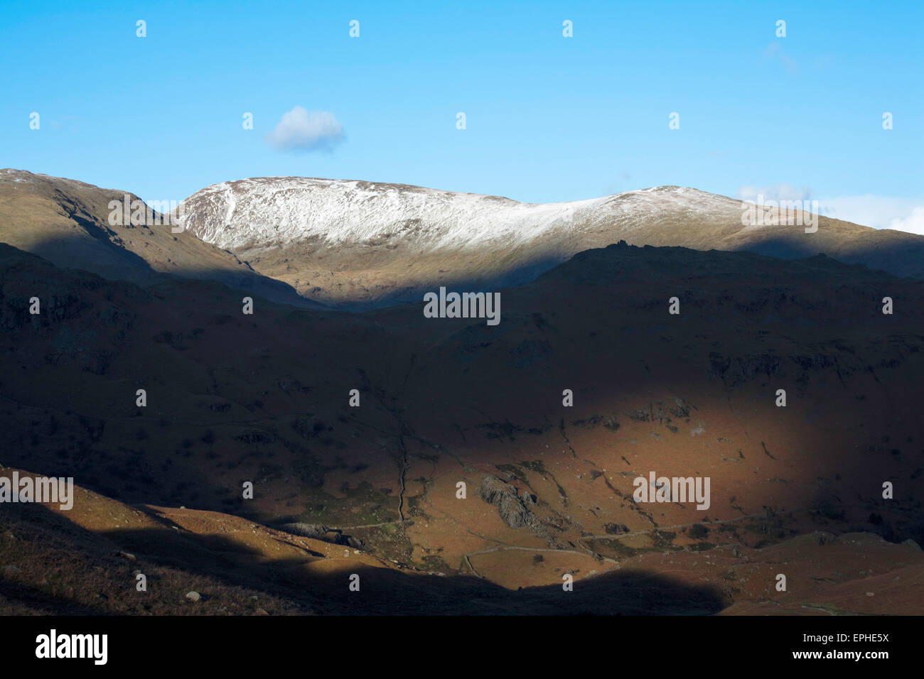 The summit of Fairfield in the afternoon sunshine from near Belles ...