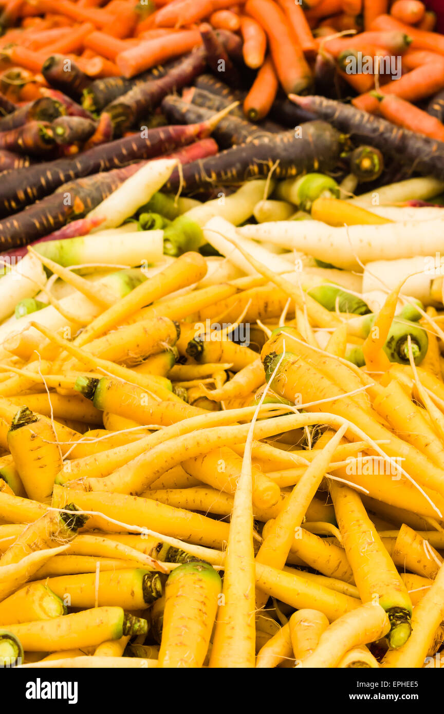 Display of colorful carrots at the market Stock Photo - Alamy