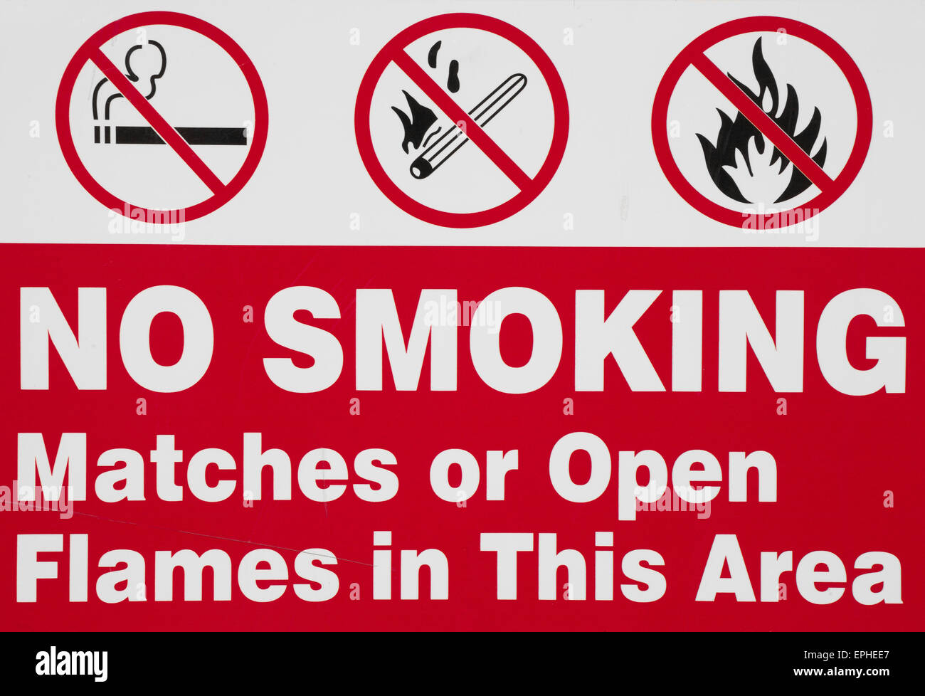 No smoking, matches or or open flames warning sign Stock Photo - Alamy