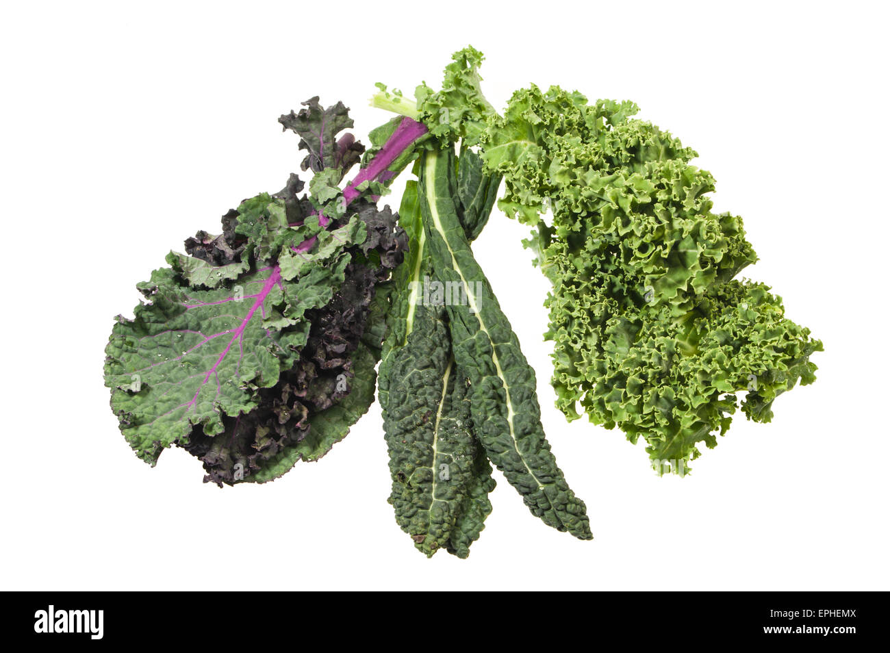 Fresh green kale leaves isolated on white Stock Photo - Alamy