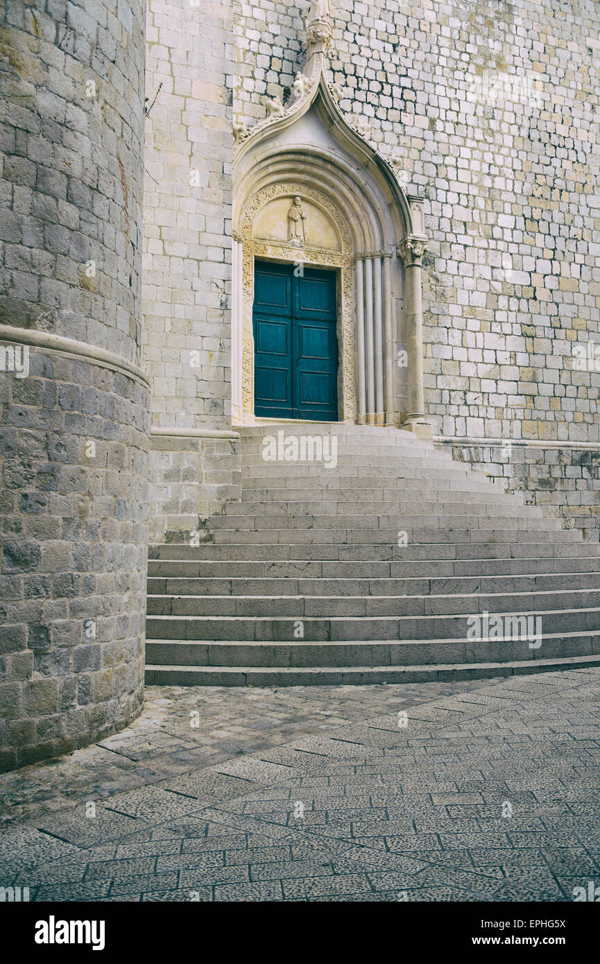 Distinctive half round staircase at the south entrance to the Dominican ...