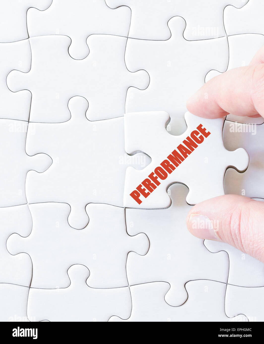 Missing jigsaw puzzle piece with word PERFORMANCE. Business concept ...