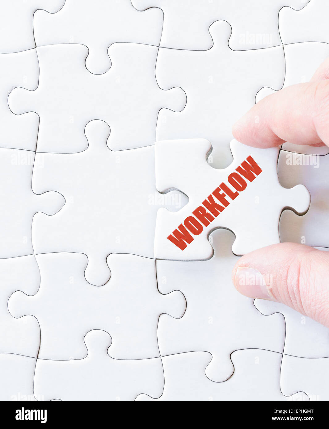 Missing jigsaw puzzle piece with word WORKFLOW. Business concept image ...