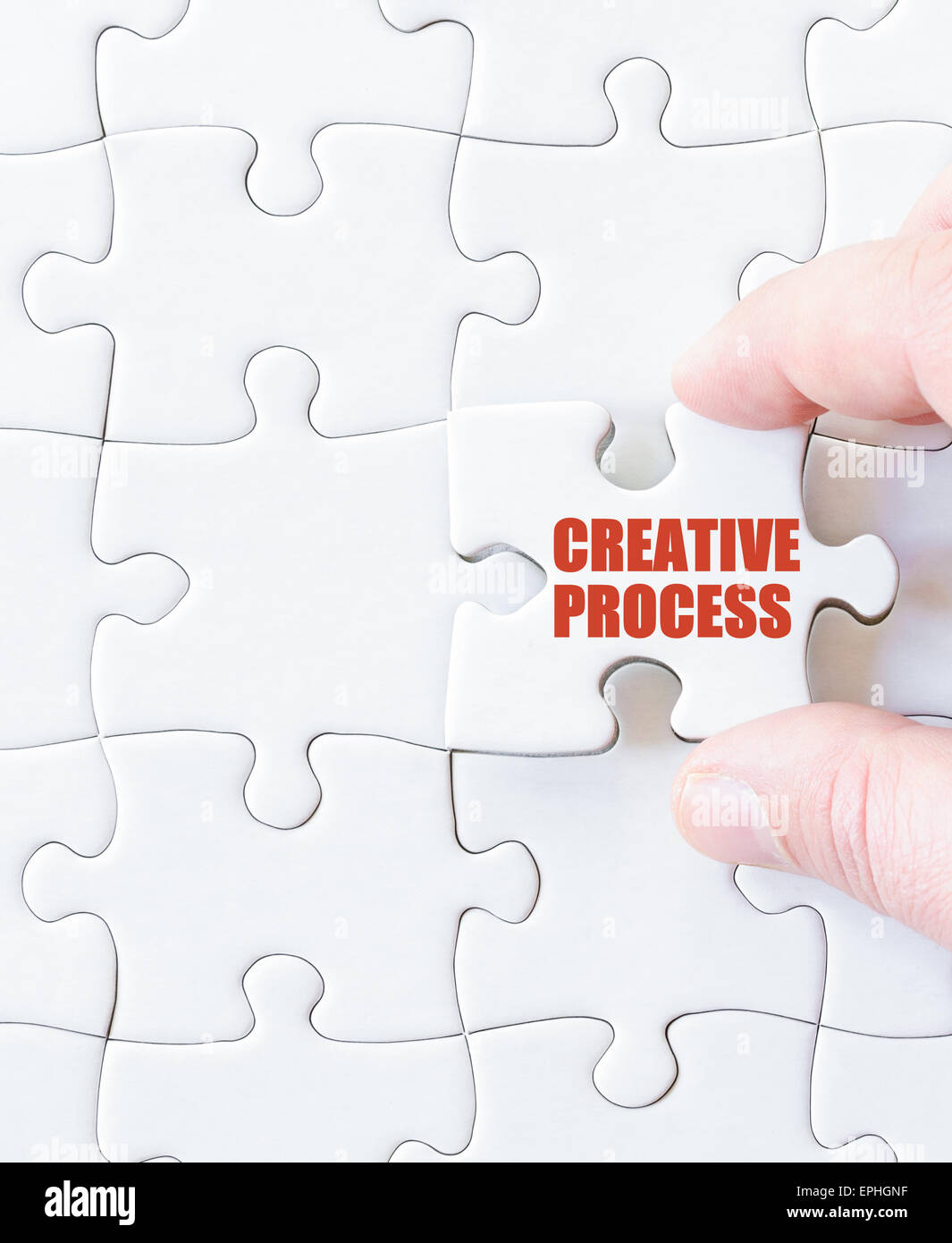 Missing jigsaw puzzle piece with word CREATIVE PROCESS. Business ...