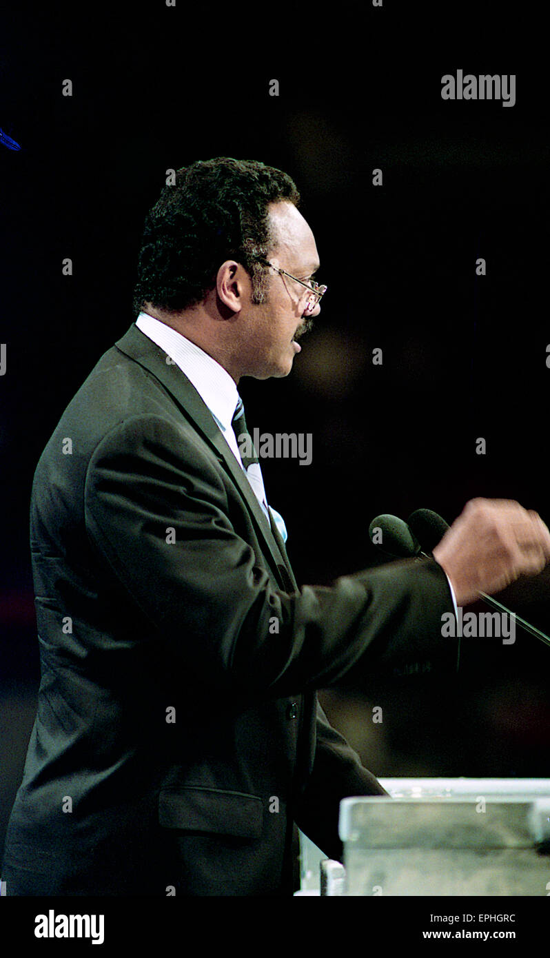 Rev. Jesse Jackson speaks at the Democratic National Convention Stock ...
