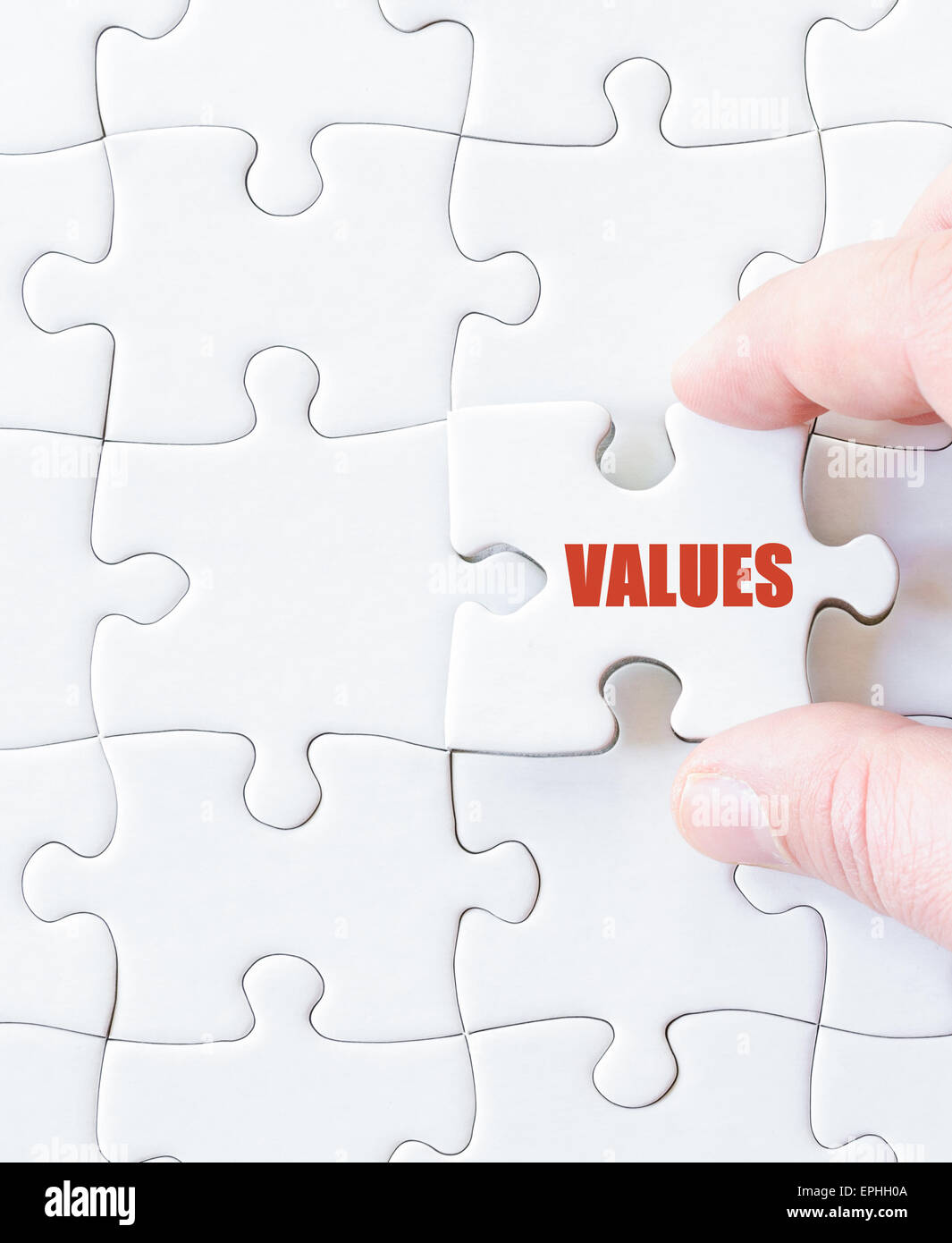 Missing jigsaw puzzle piece with word VALUES. Business concept image ...