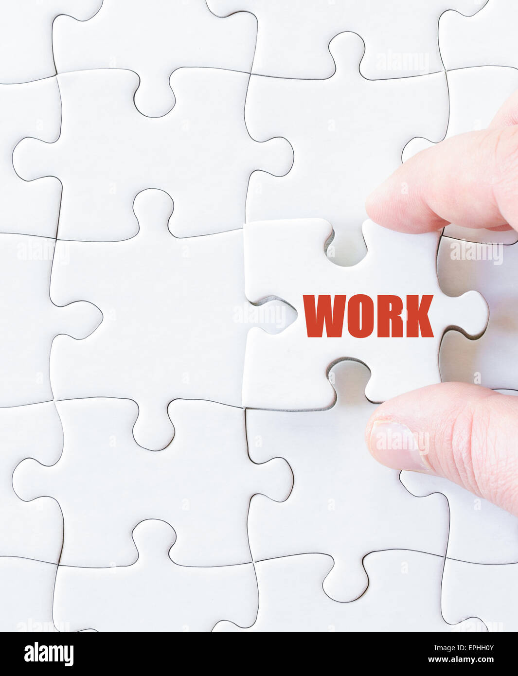 Missing jigsaw puzzle piece with word WORK. Business concept image for ...