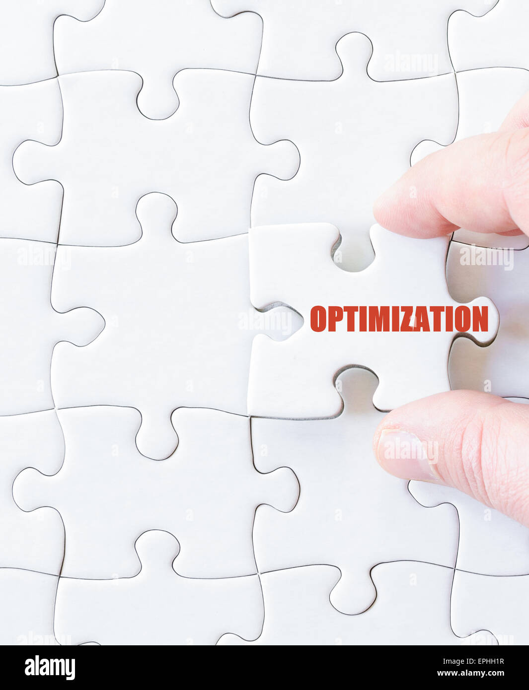 Missing jigsaw puzzle piece with word OPTIMIZATION. Business concept ...