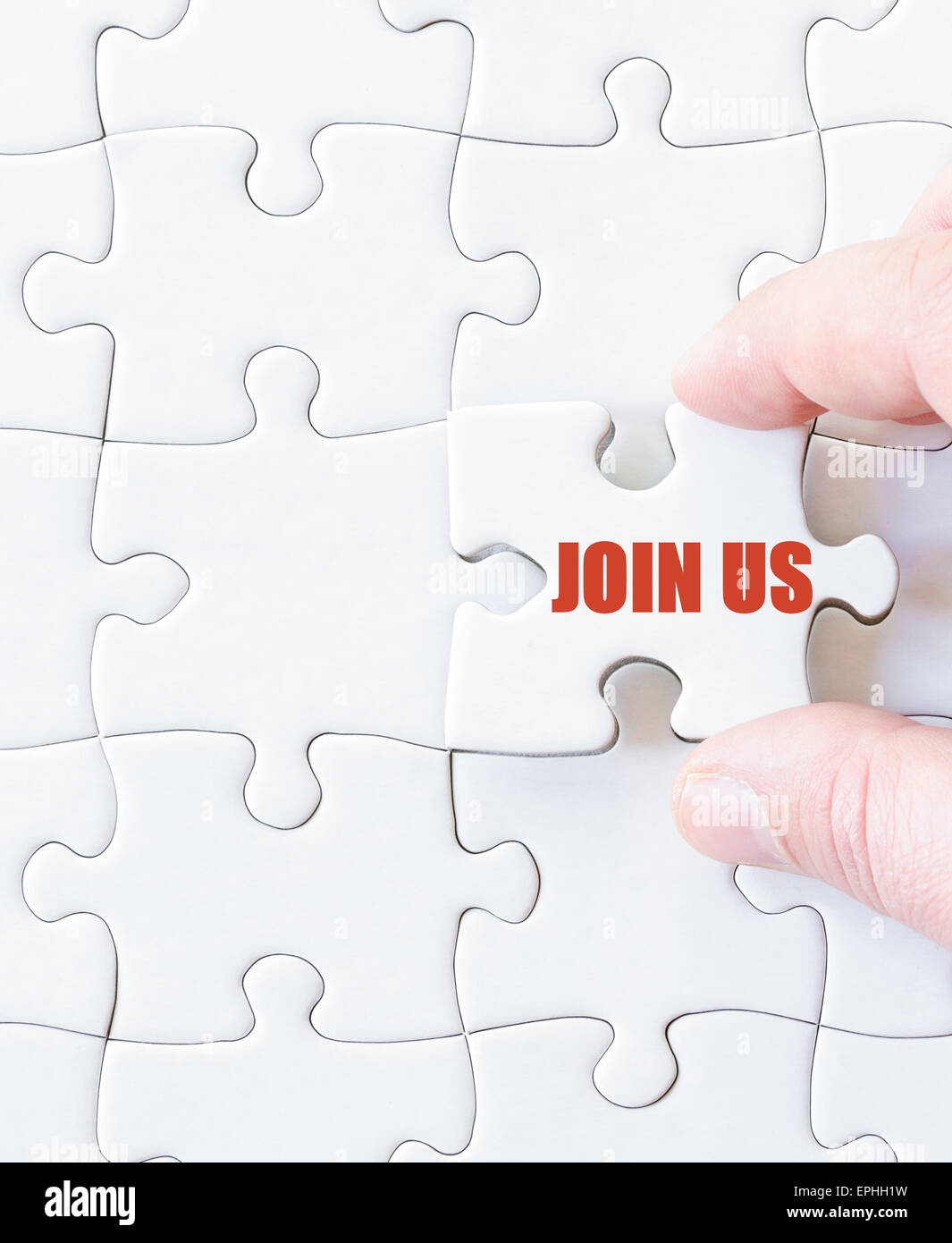 Missing jigsaw puzzle piece with message JOIN US. Business concept ...
