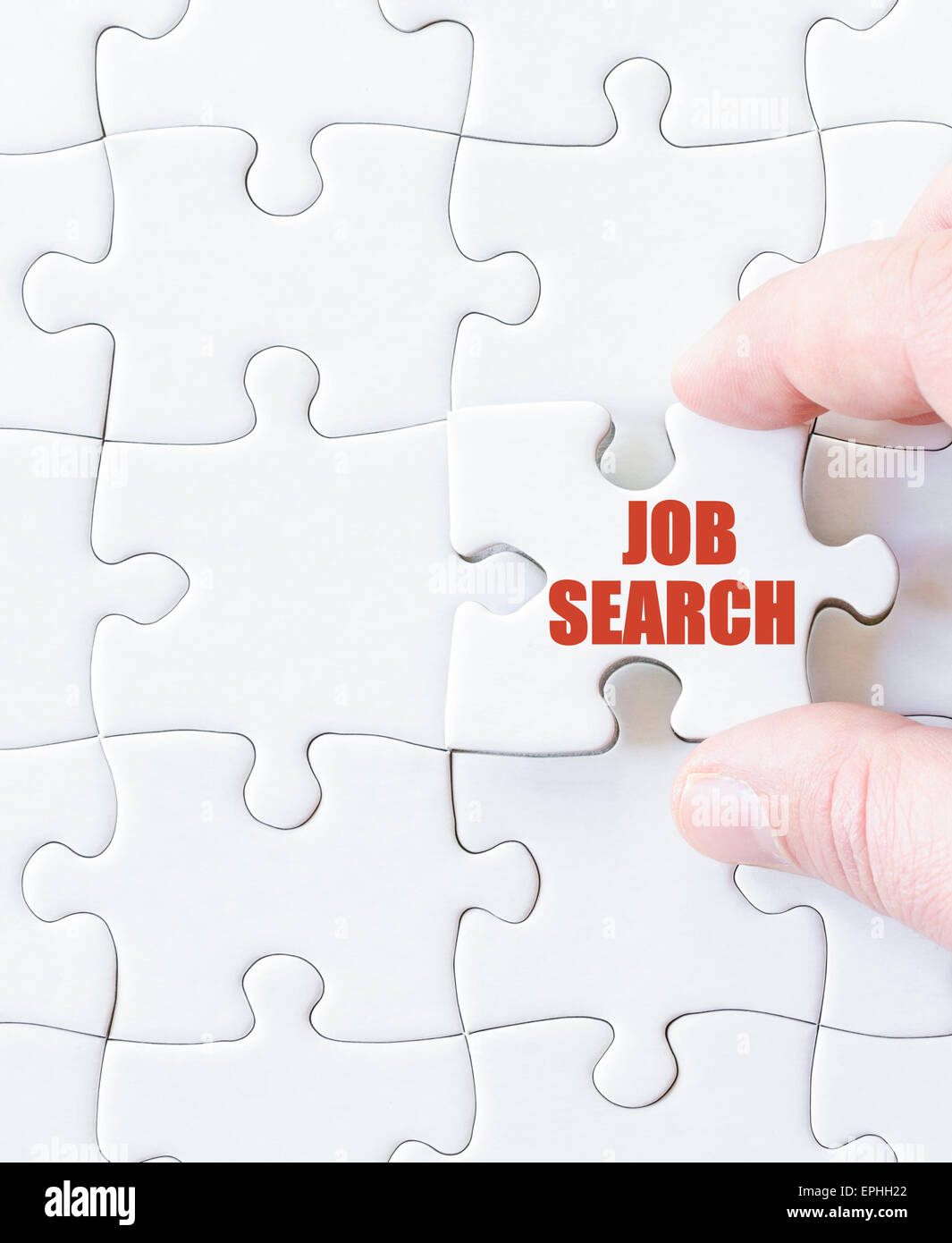 Missing jigsaw puzzle piece with message JOB SEARCH. Business concept ...