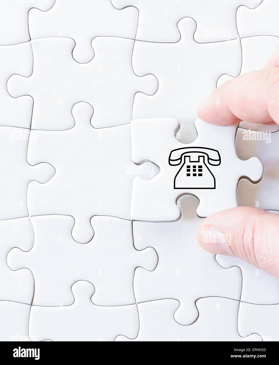 Missing jigsaw puzzle piece with symbol TELEPHONE. Business concept ...