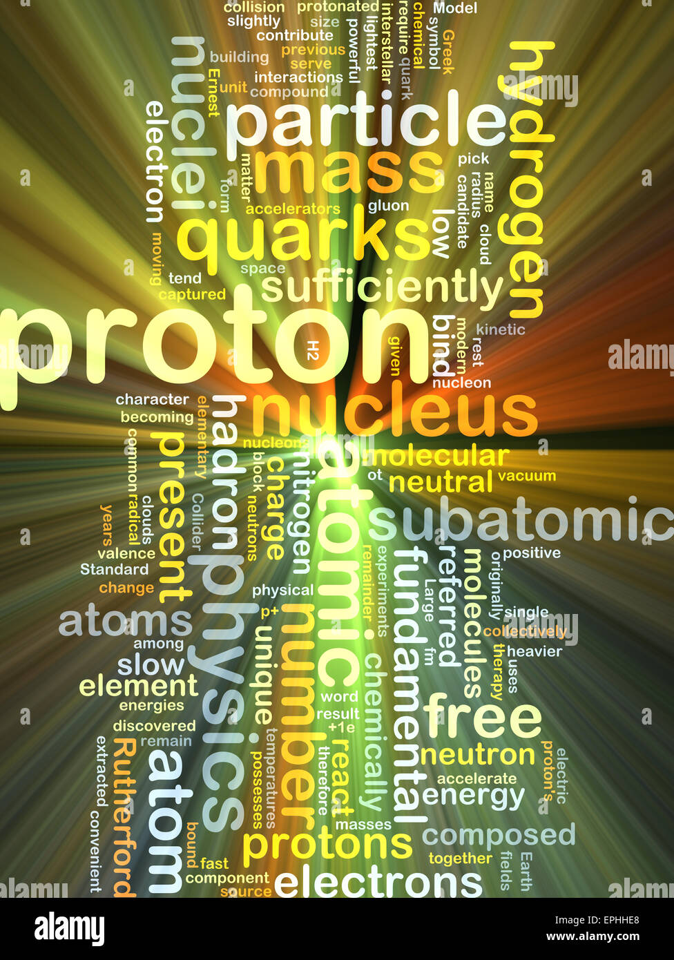 Background concept wordcloud illustration of proton glowing light Stock ...