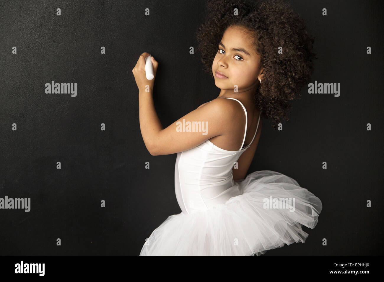 Cute little ballet dancer drawing with a chalk Stock Photo - Alamy