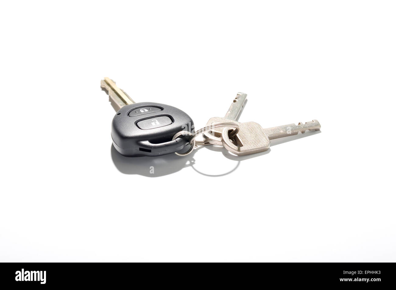 keys and car key isolated on white background Stock Photo - Alamy