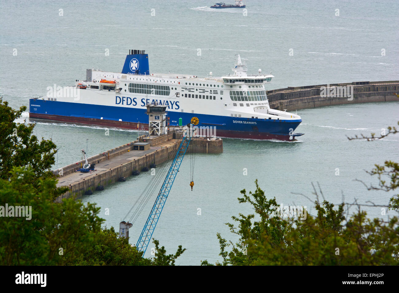 ferry arriving in Dover Harbour DFDS Stock Photo - Alamy