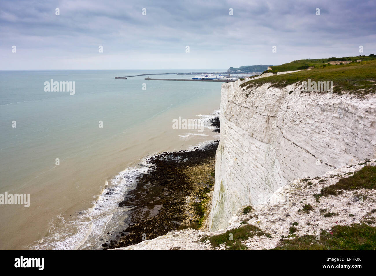 white cliffs Dover South Foreland Coast path footpath coastal Stock ...