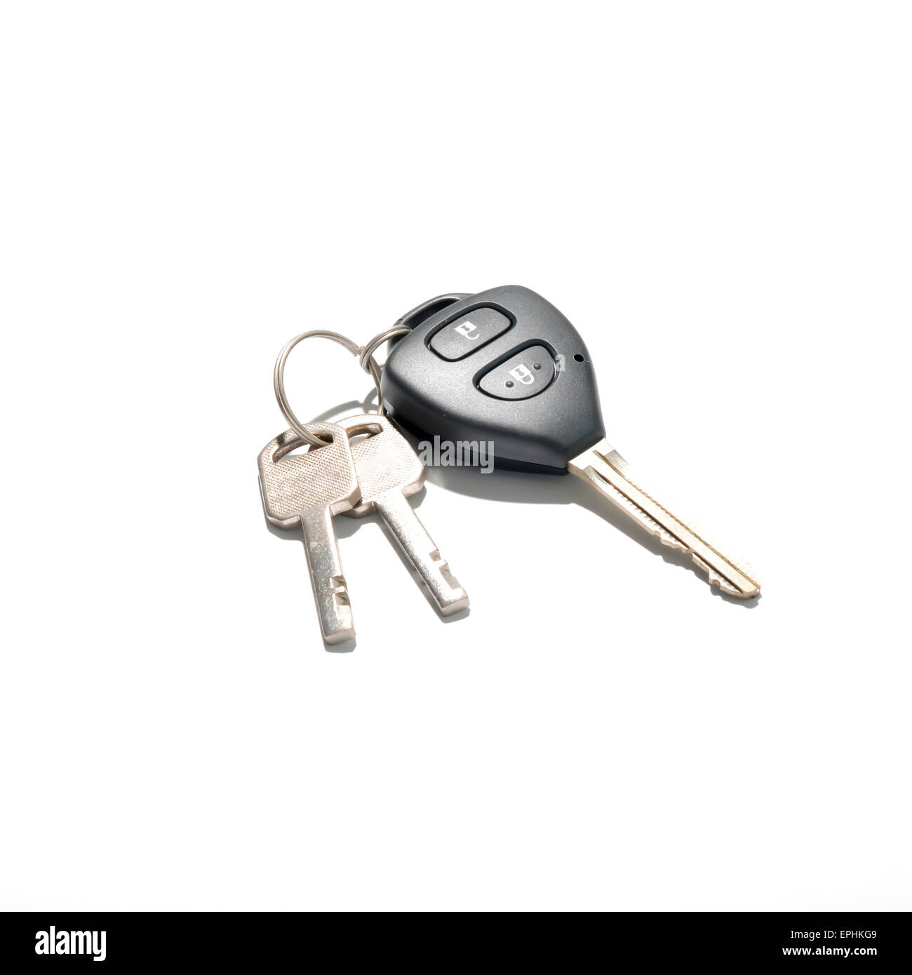 keys and car key isolated on white background Stock Photo - Alamy