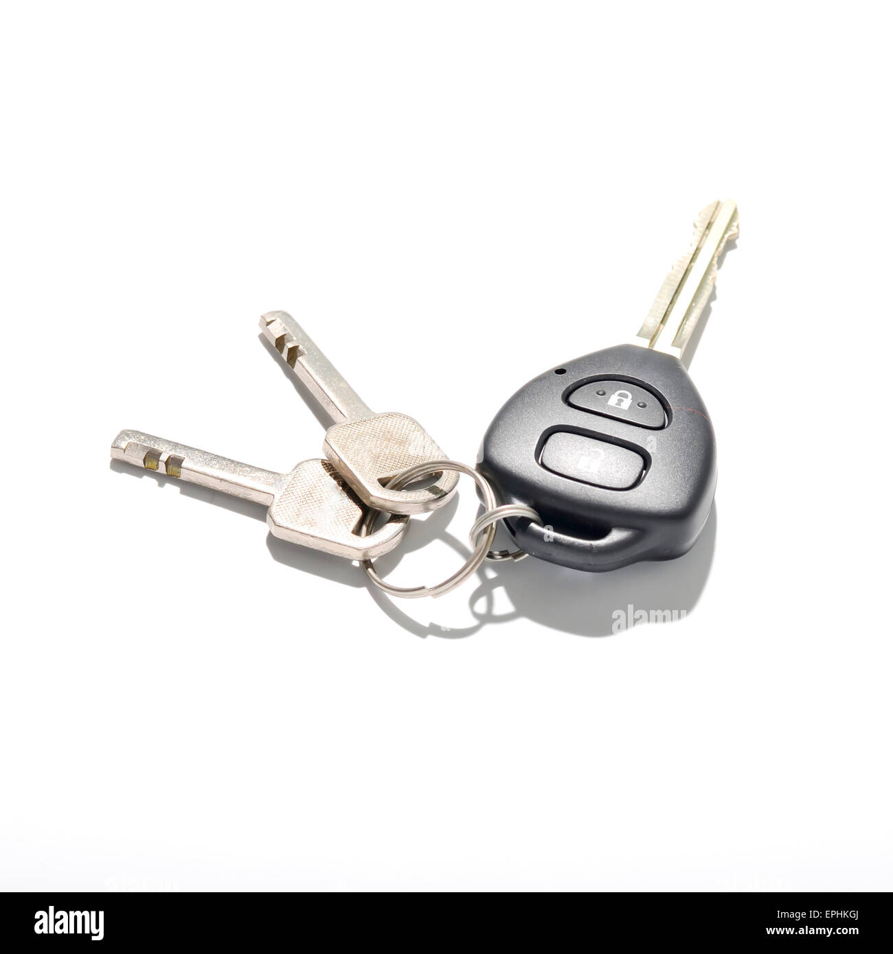 keys and car key isolated on white background Stock Photo - Alamy