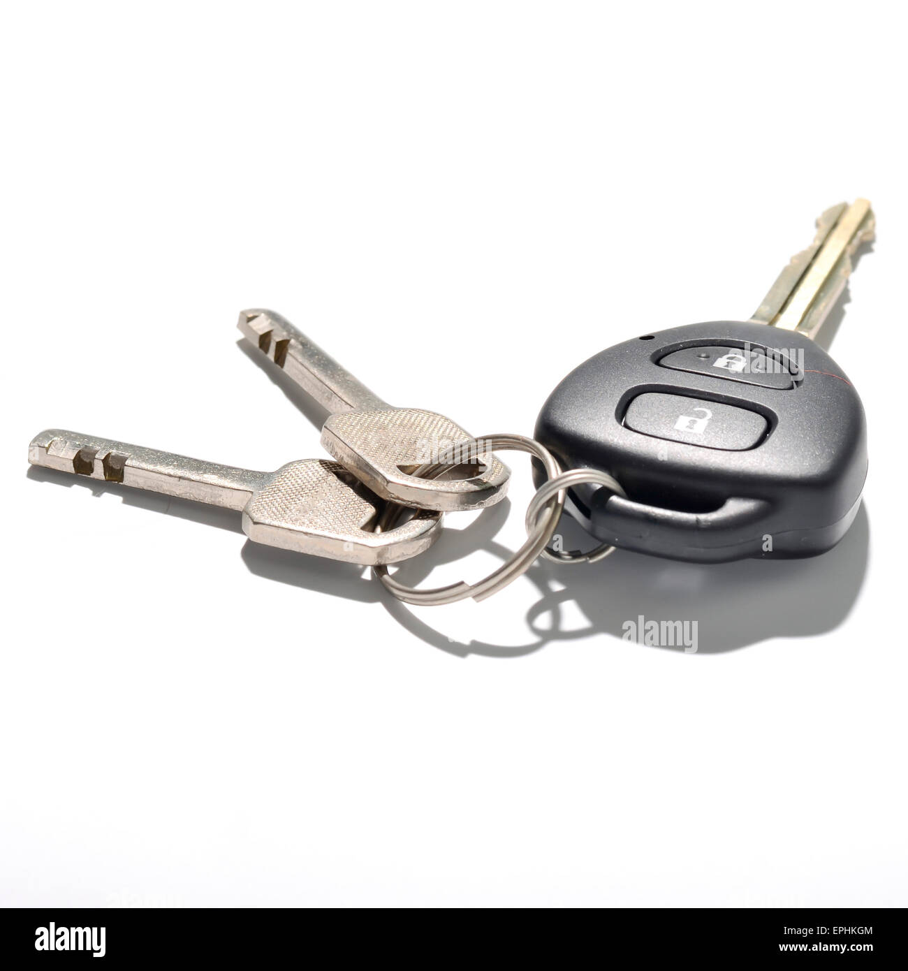 keys and car key isolated on white background Stock Photo - Alamy