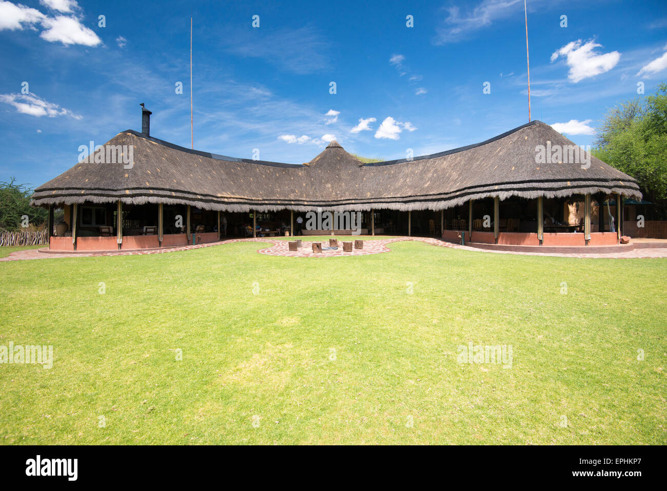 Africa, Namibia. AfriCat Foundation. Relaxation and dining lodge Stock ...
