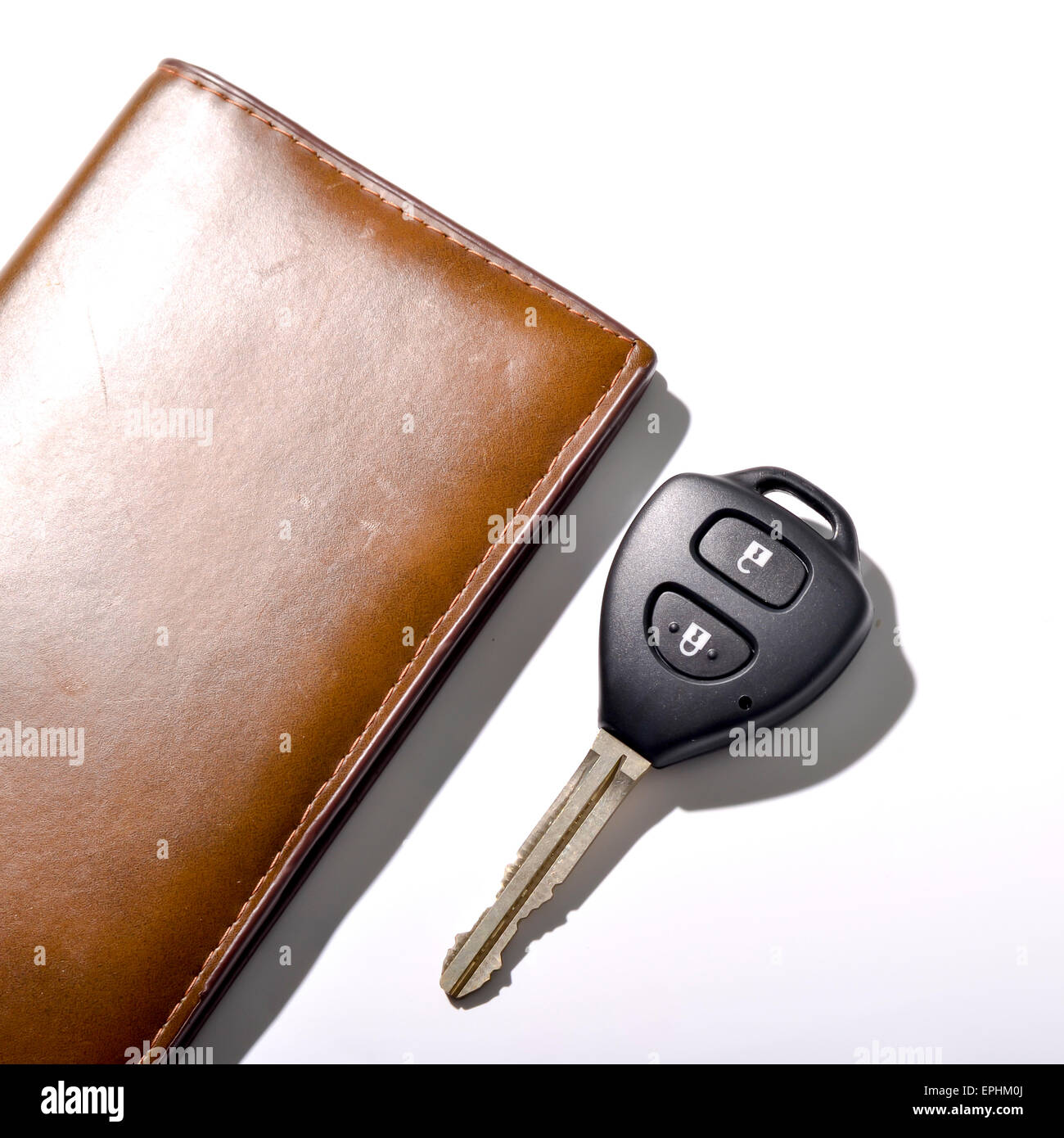 car key with wallet isolated on white background Stock Photo - Alamy