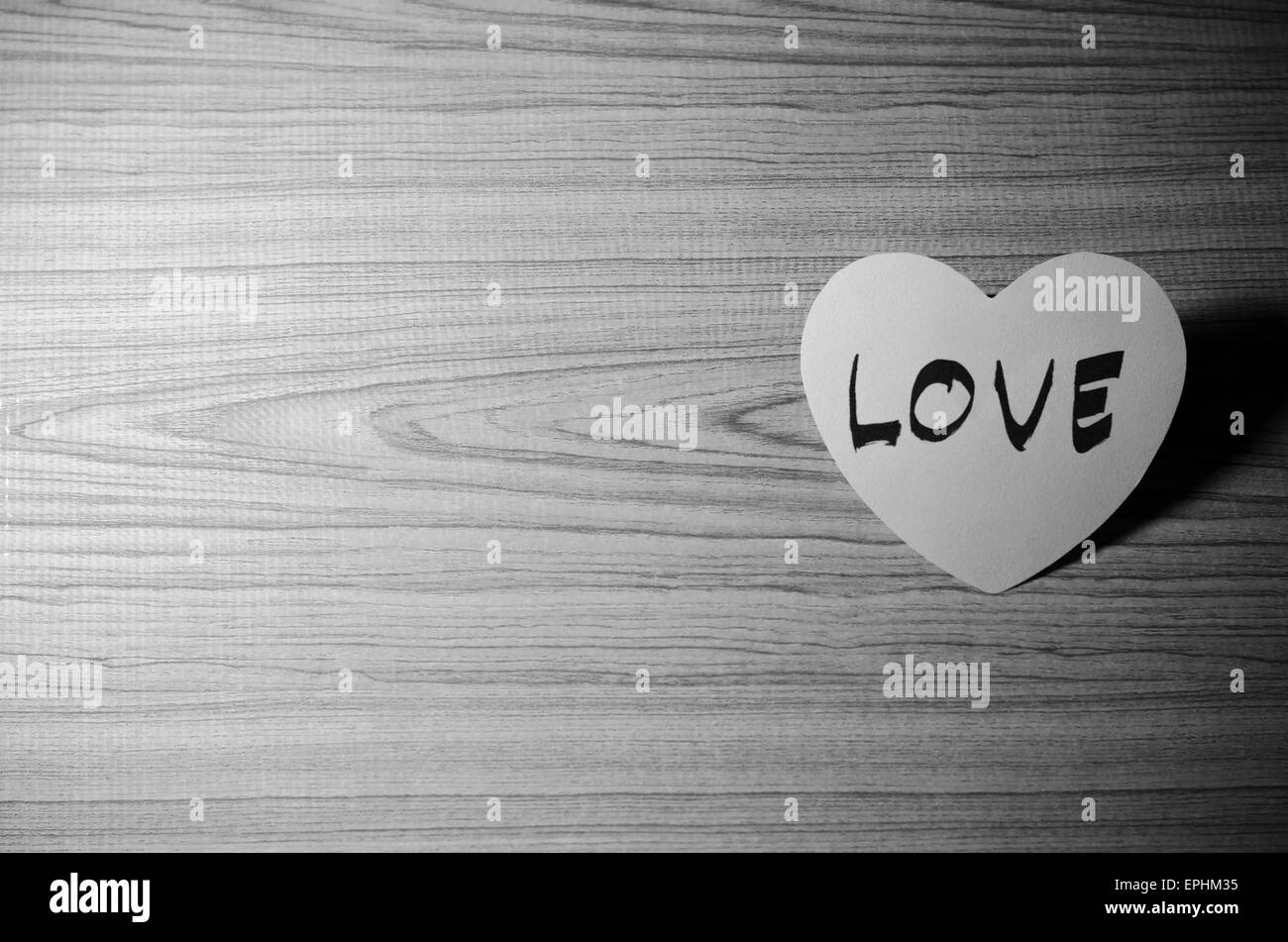 black and white paper heart write love word Stock Photo - Alamy