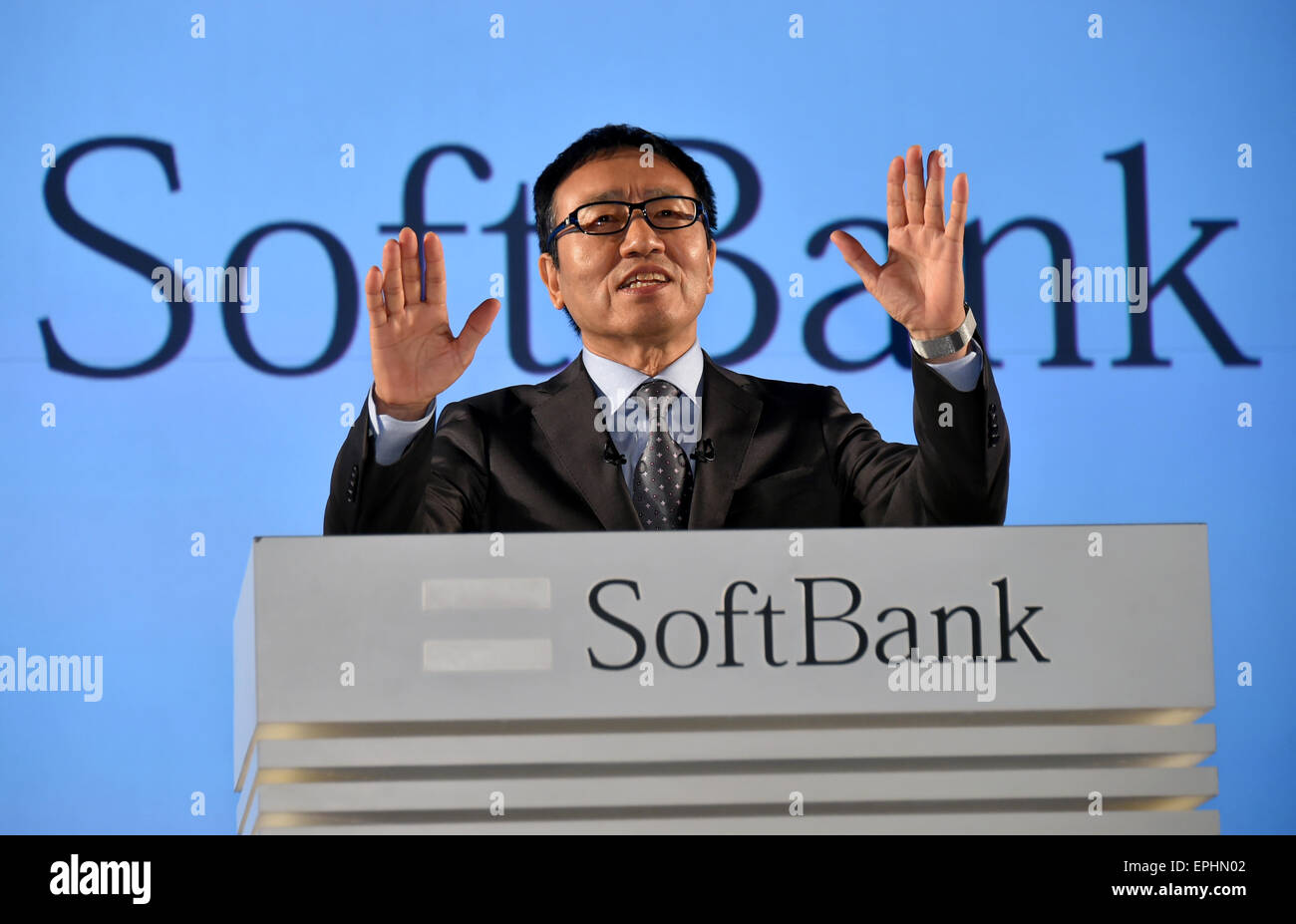 Tokyo, Japan. 19th May, 2015. President Ken Miyauchi of Japans SoftBank ...
