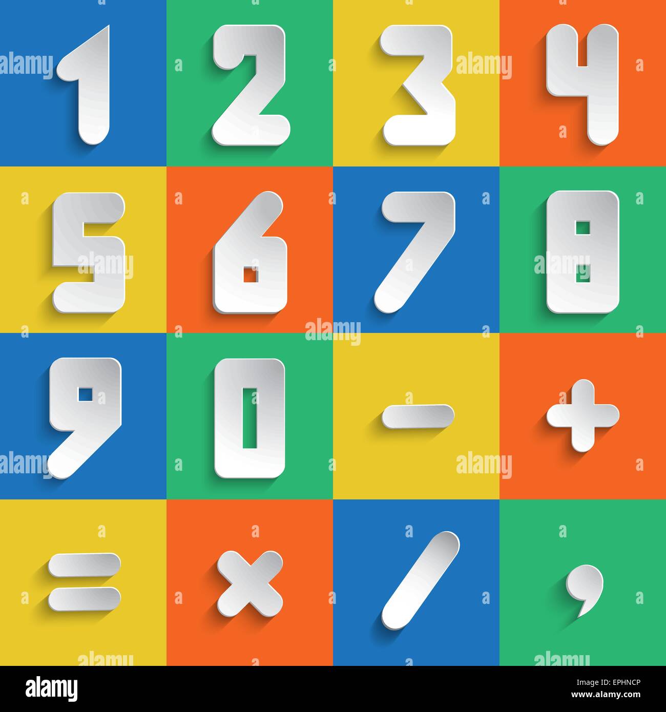 Simple form number and sign set on colored background. Vector ...