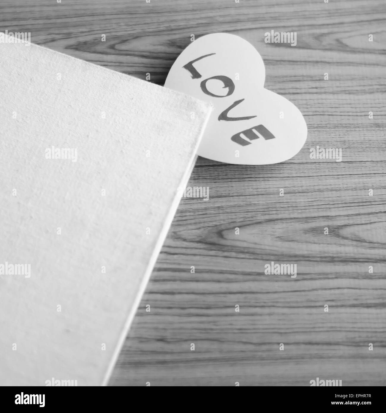 black and white paper heart write love word word Stock Photo - Alamy