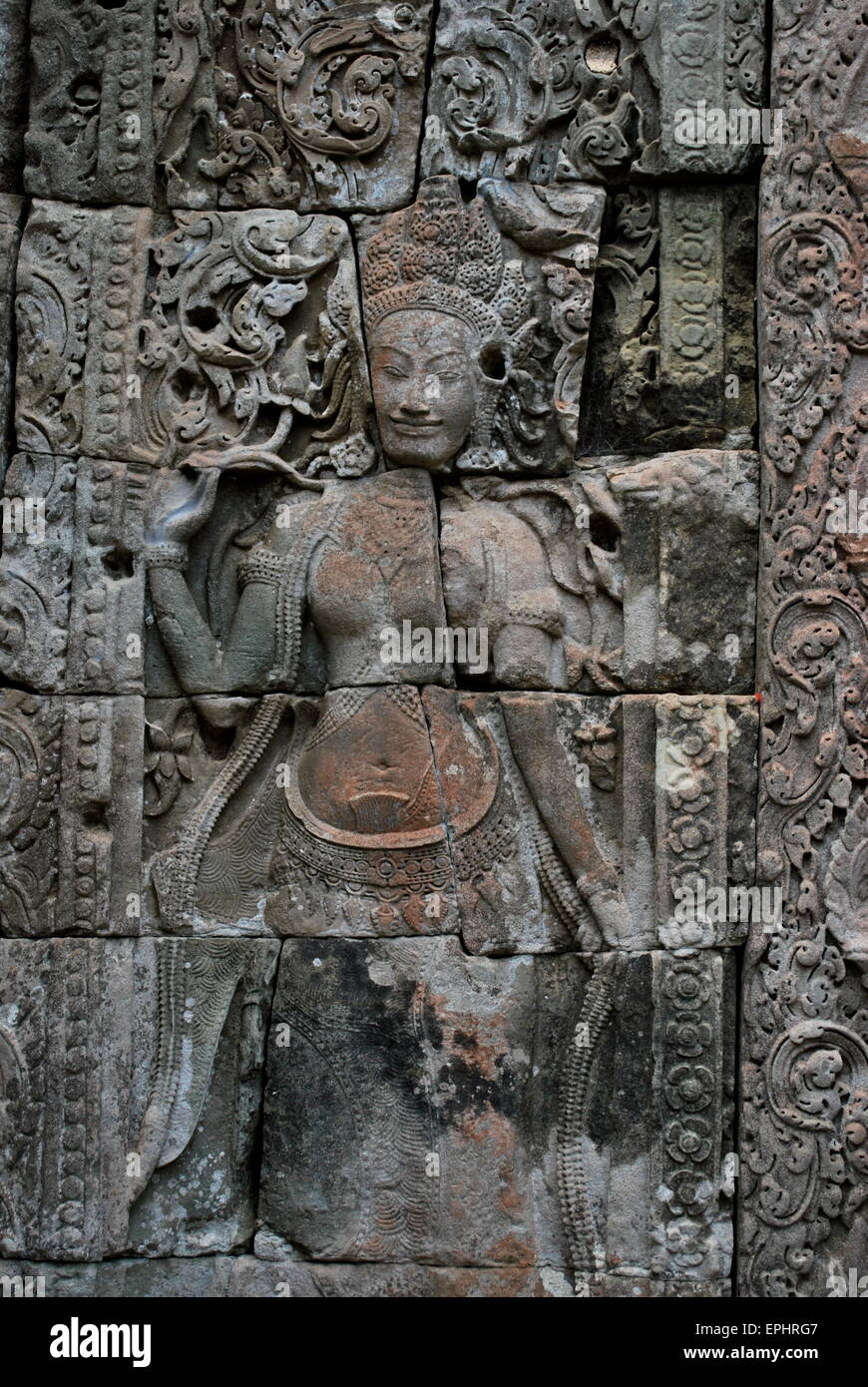 Hand carved temple decoration at Bayon, Angkor Thom, Angkor ...