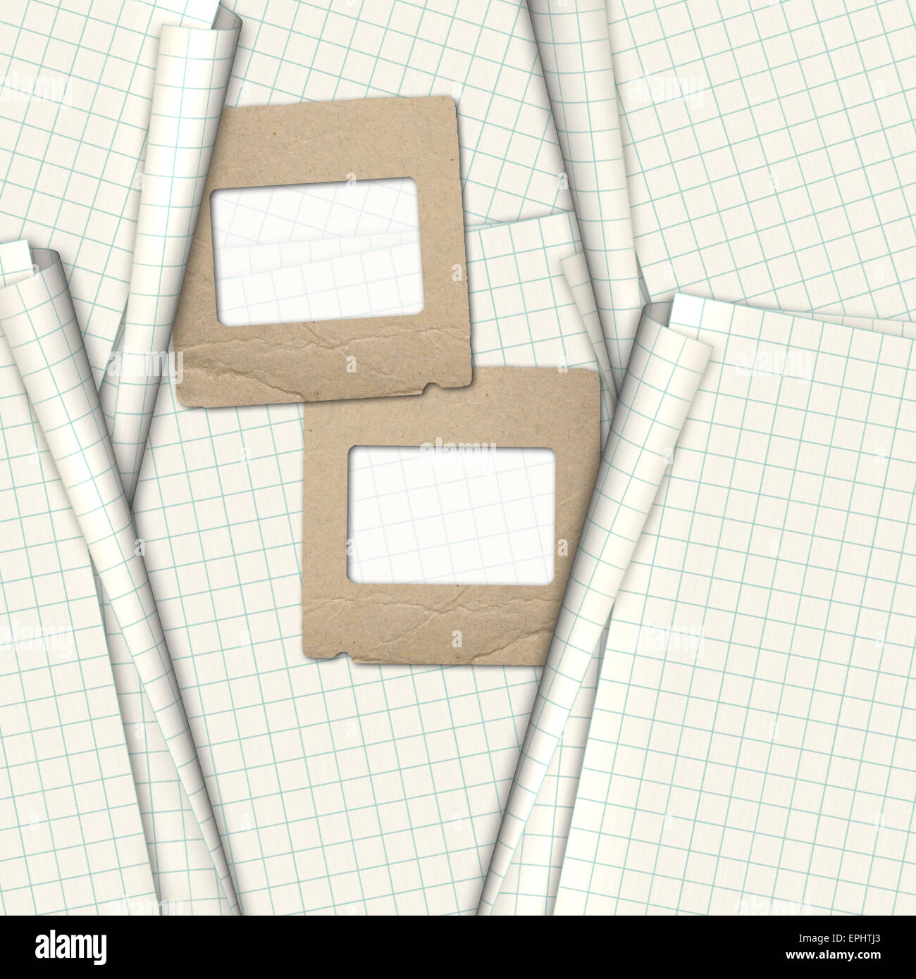 Old paper slides for photos on notebook sheet Stock Photo - Alamy