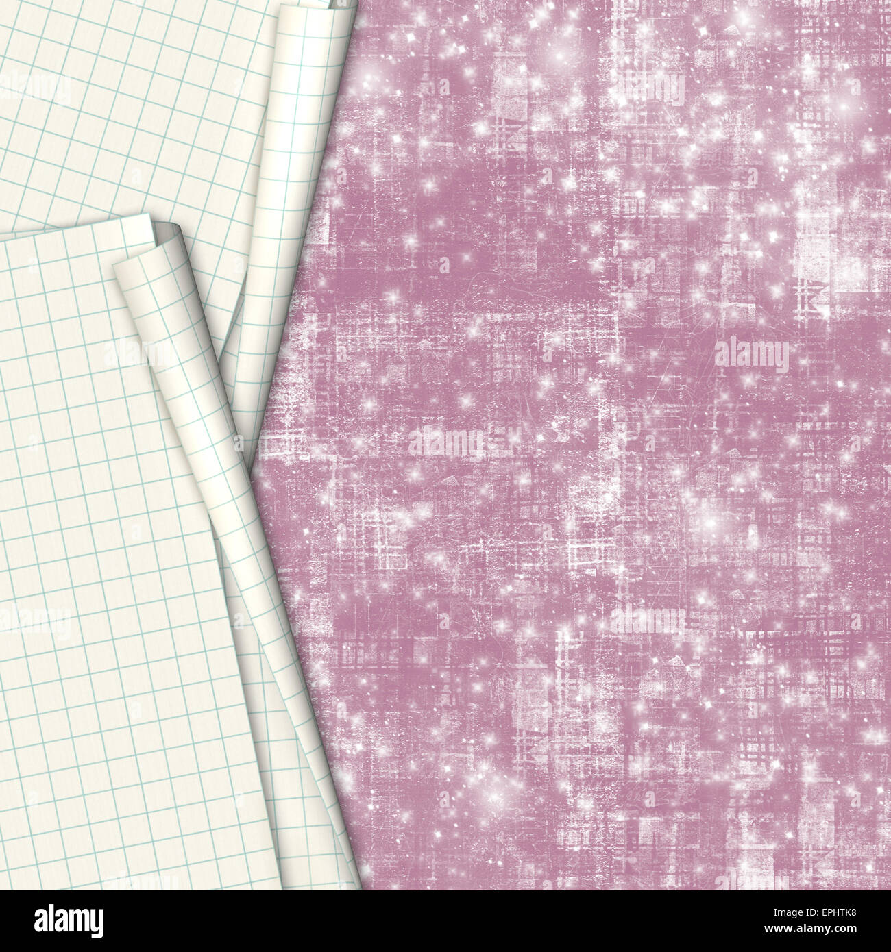 Sheets school notebook paper on the abstract background Stock Photo - Alamy