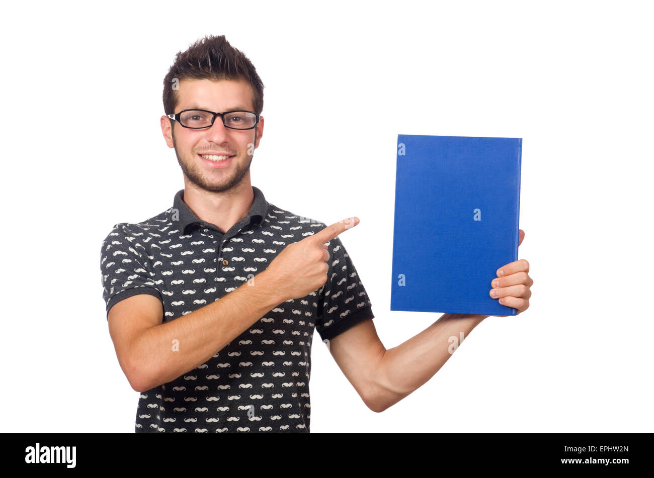 Young student isolated on the white background Stock Photo - Alamy