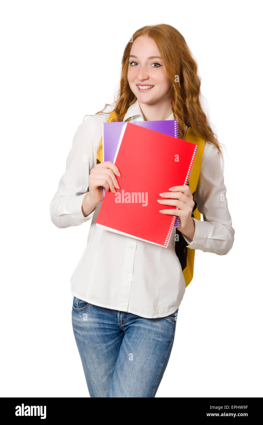 Young student isolated on white Stock Photo - Alamy