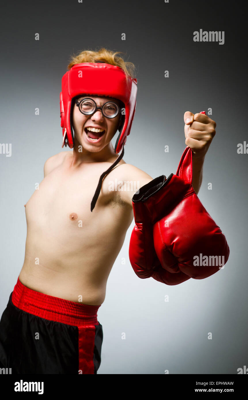 Funny nerd boxer in sport concept Stock Photo - Alamy