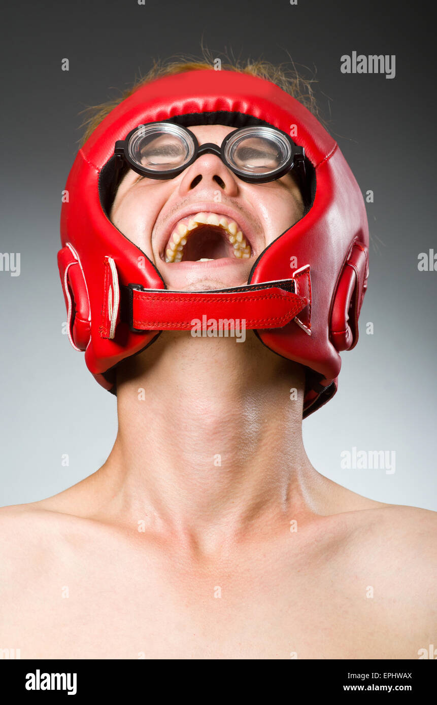 Funny nerd boxer in sport concept Stock Photo - Alamy