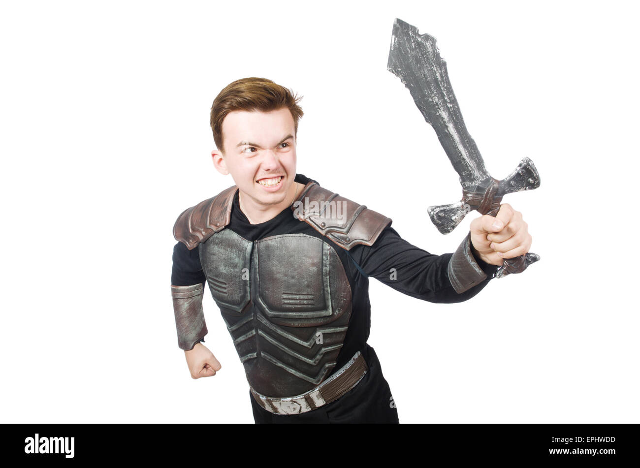Funny knight isolated on the white background Stock Photo - Alamy