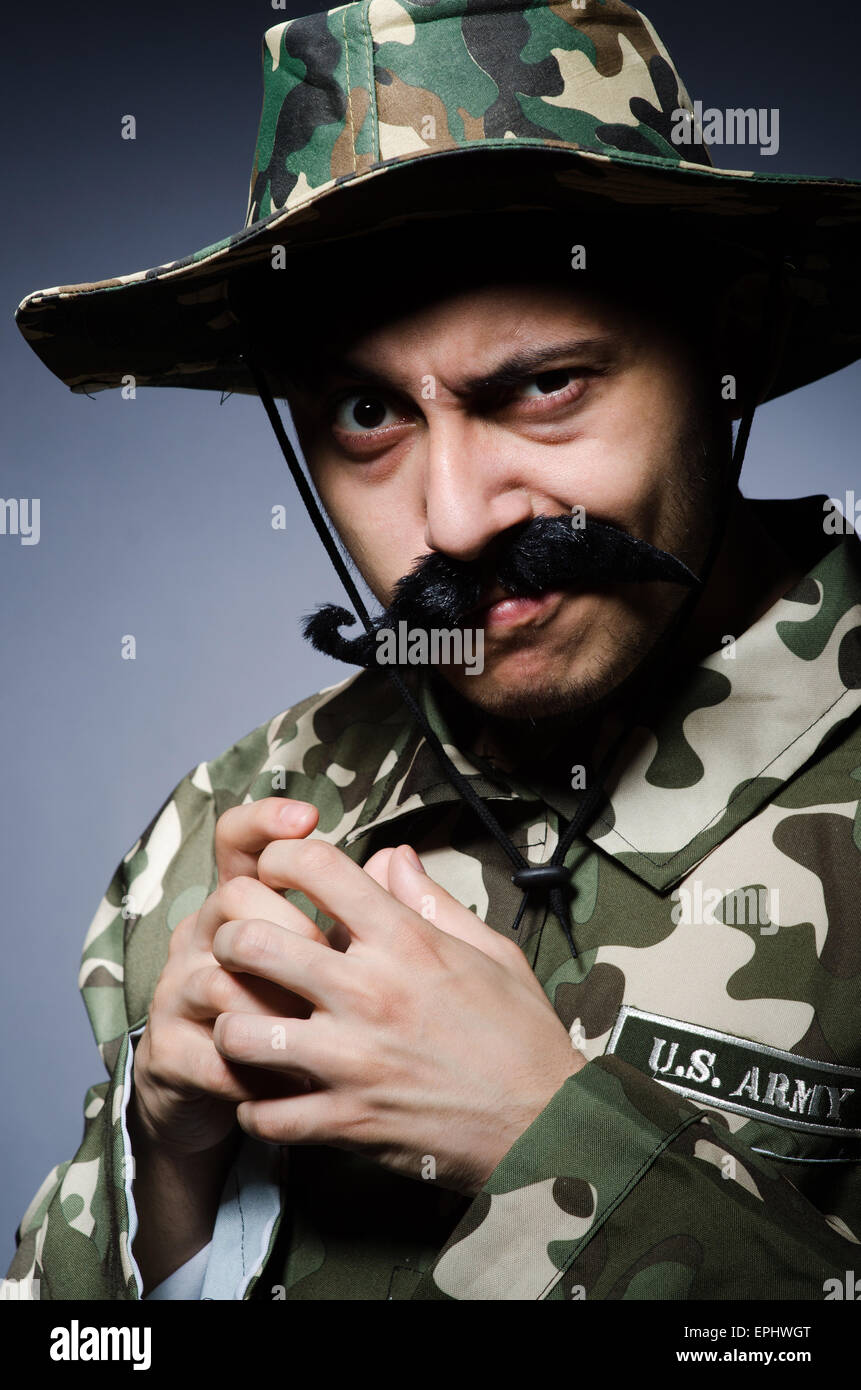 Funny soldier in military concept Stock Photo - Alamy