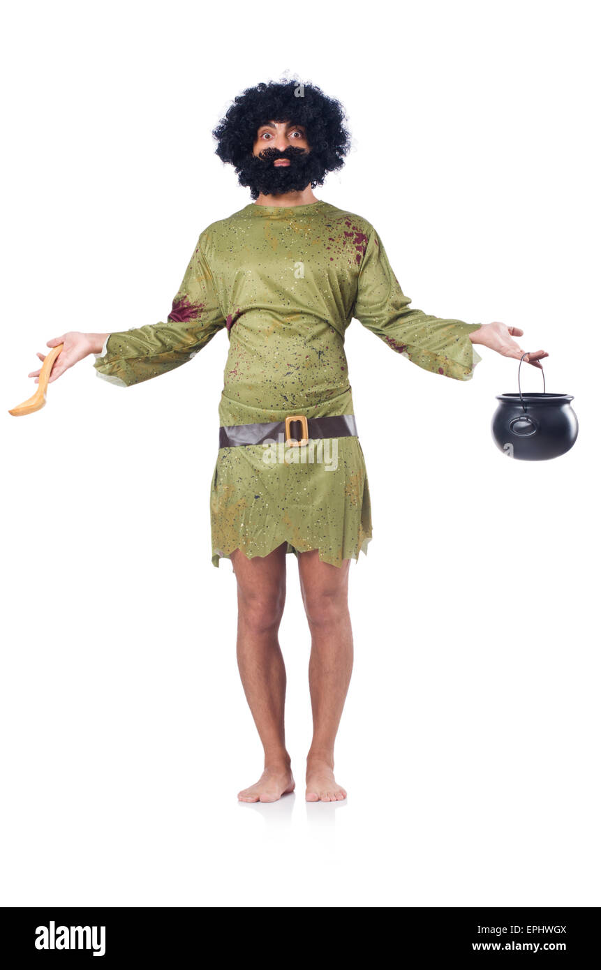 Savage man isolated on white Stock Photo - Alamy