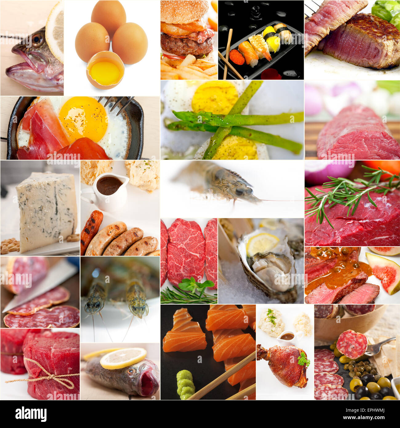 High protein food collection collage hi-res stock photography and ...