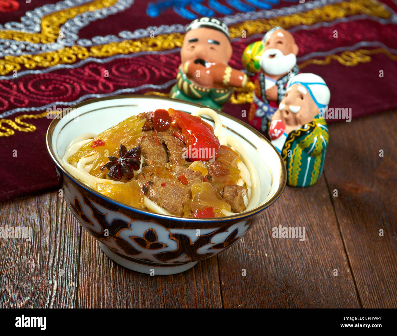 oriental uzbek soup lagman Stock Photo - Alamy