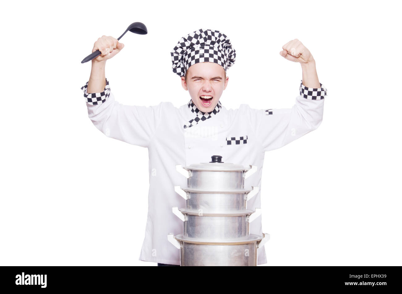 Funny male cook isolated on white Stock Photo - Alamy