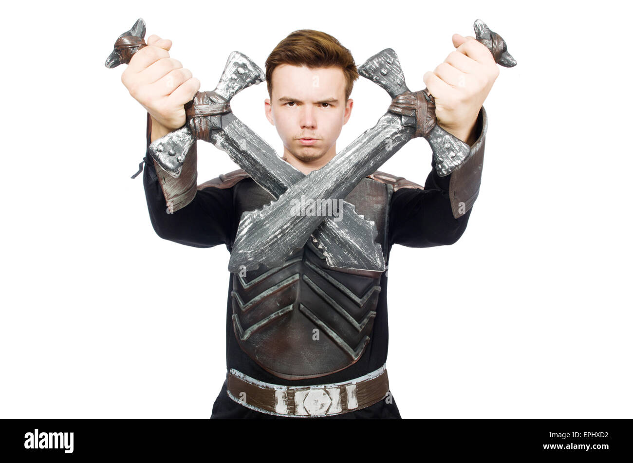 Funny knight isolated on the white background Stock Photo - Alamy