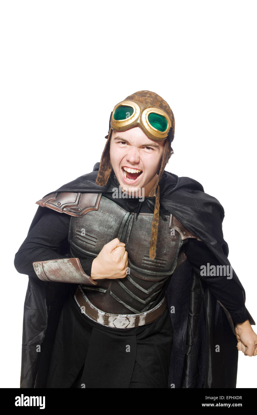 Funny pilot with goggles isolated on white Stock Photo - Alamy