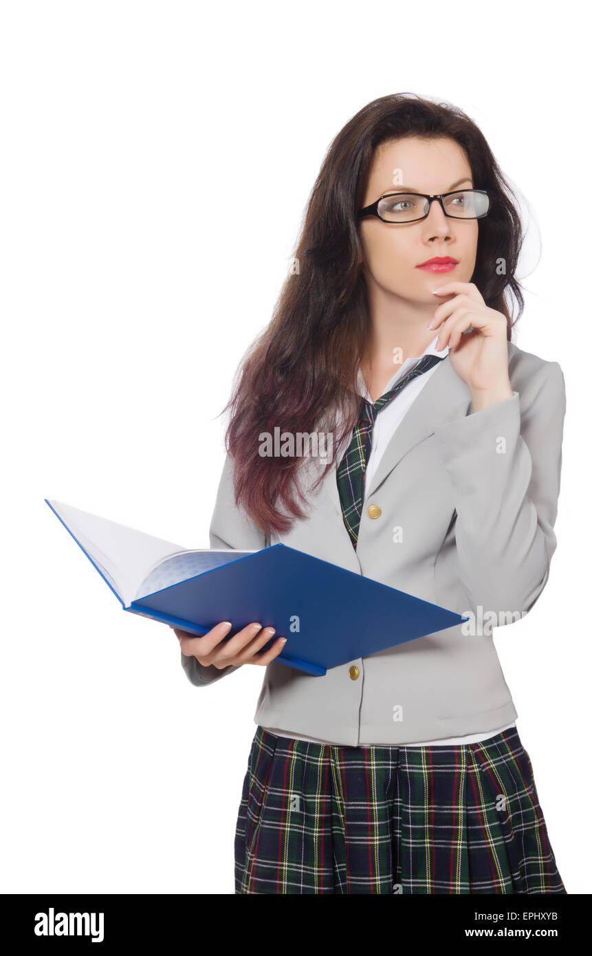 Young student isolated on the white background Stock Photo - Alamy