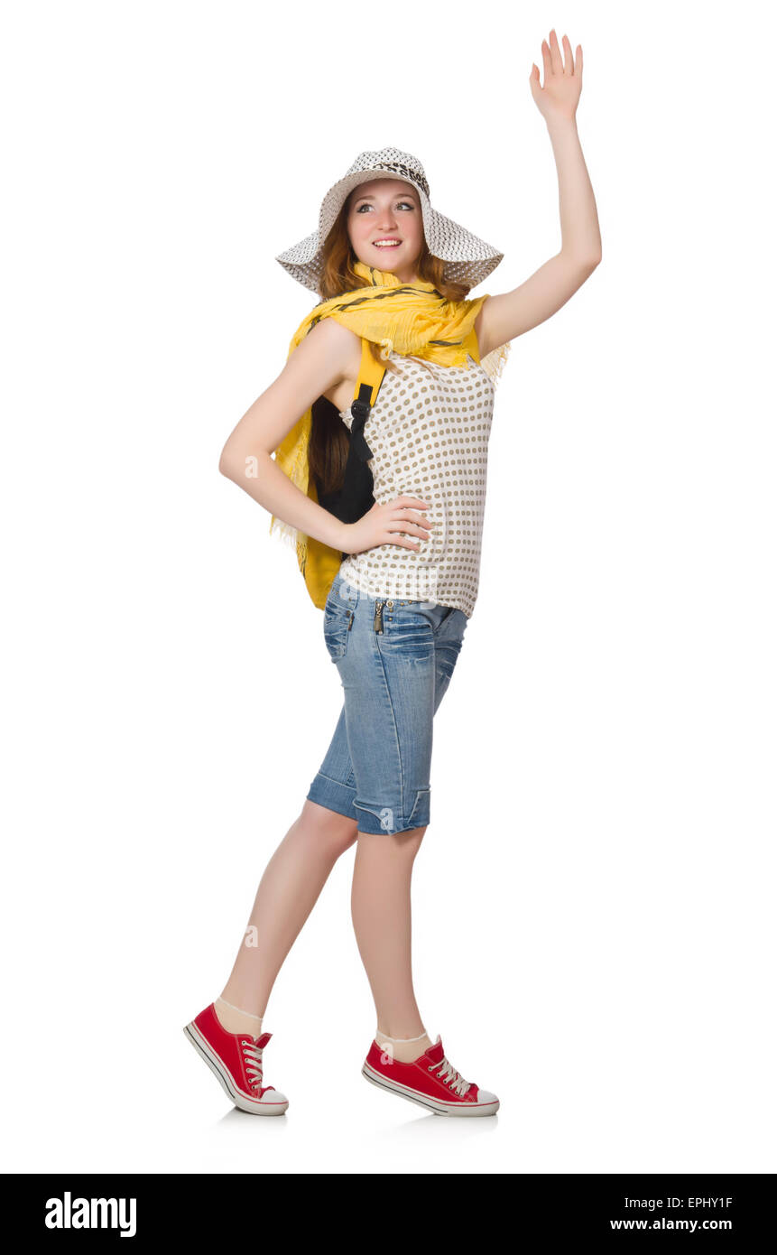 Young student isolated on the white background Stock Photo - Alamy