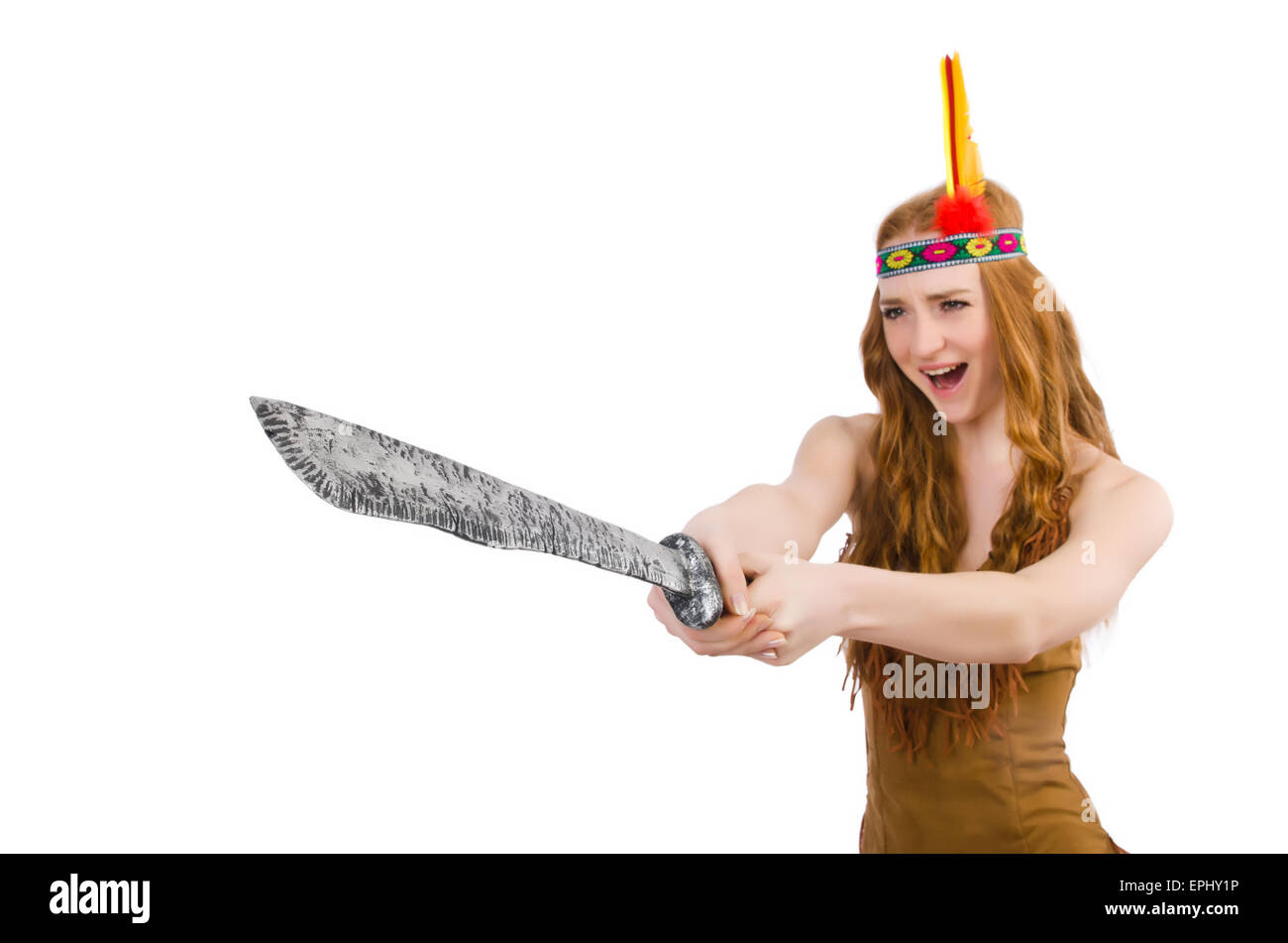 Native american woman isolated Cut Out Stock Images & Pictures - Alamy