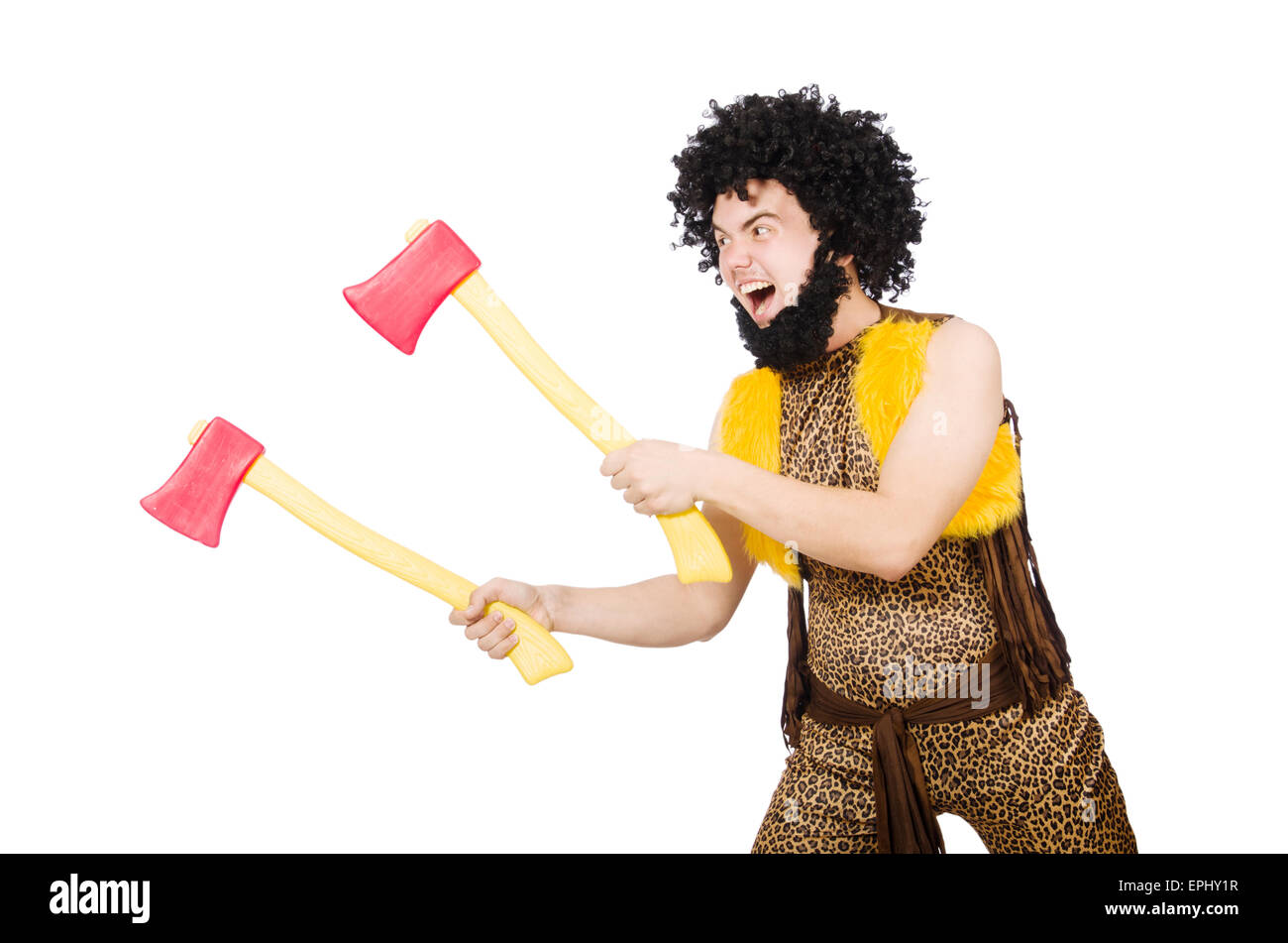 Savage man isolated on white Stock Photo - Alamy