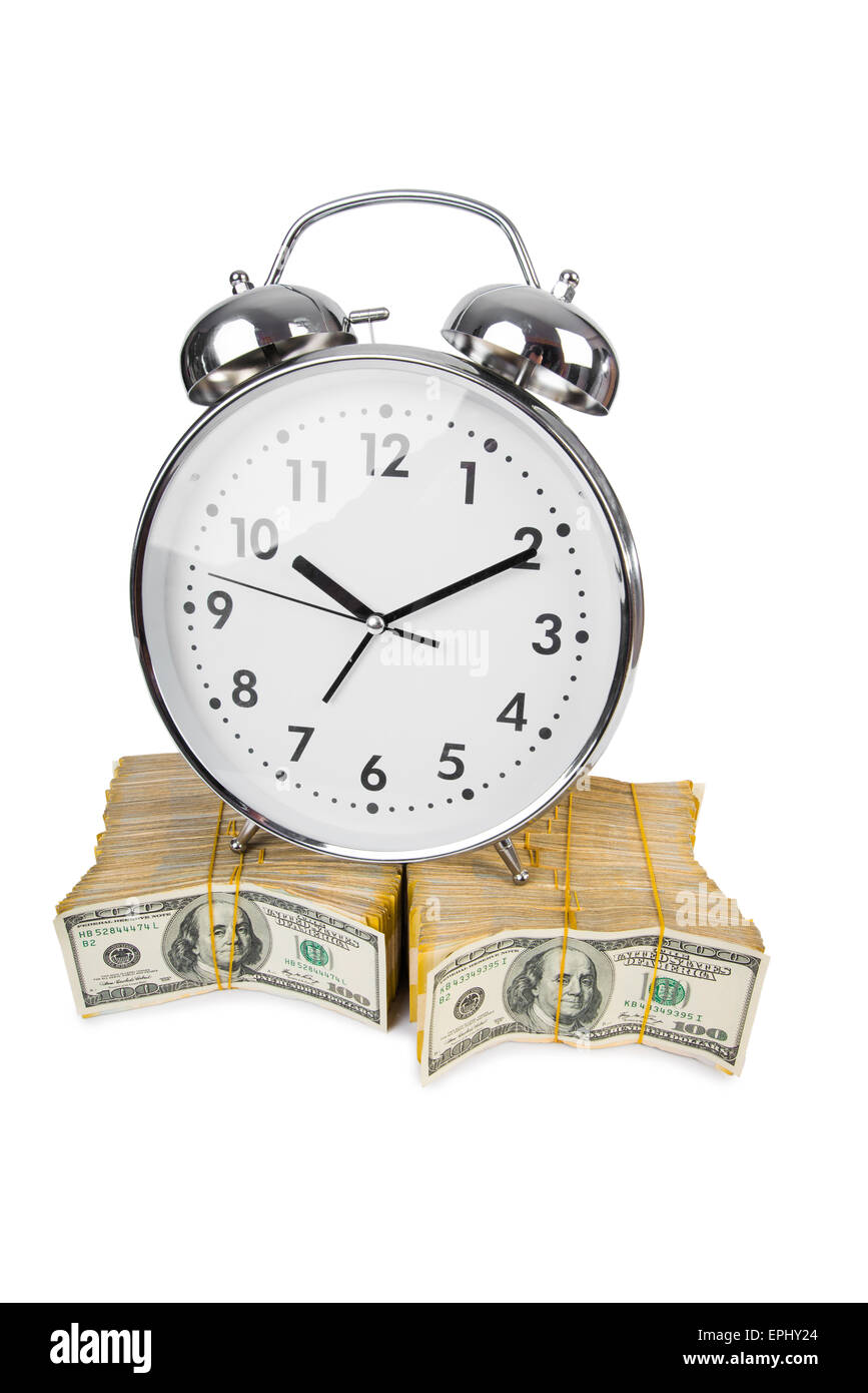Time is money concept with clock and dollars Stock Photo - Alamy