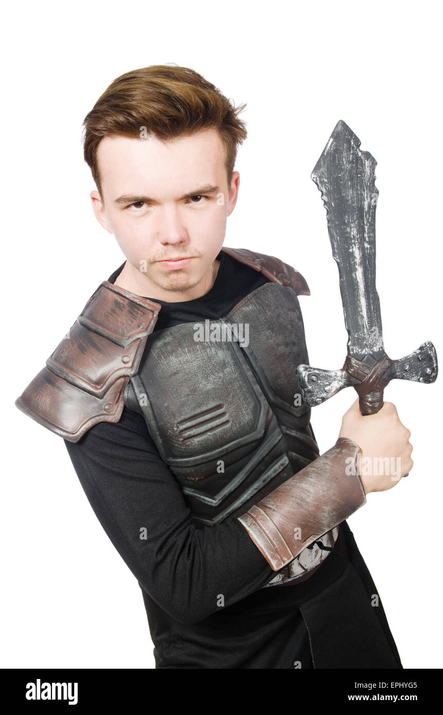 Funny knight isolated on the white background Stock Photo - Alamy